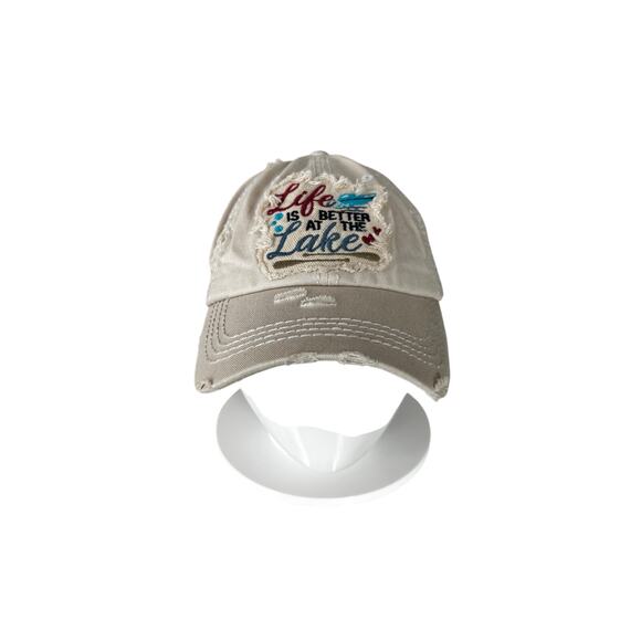 Kebothos | Accessories | Lake Hat Baseball Cap Distressed Beige Life Is ...